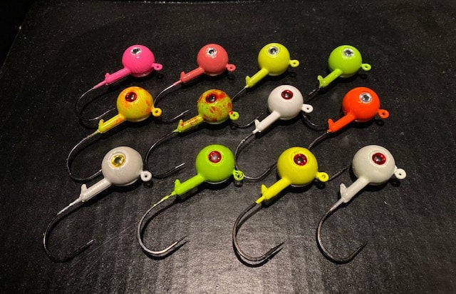 These Round Head Jigs are Hand Poured with Mustad Black Nickel Ultra ...