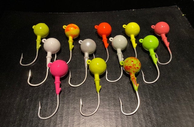 Fluke Flounder Gulp Ball Jigs with barb, cast with Mustad Duratin Hooks ...