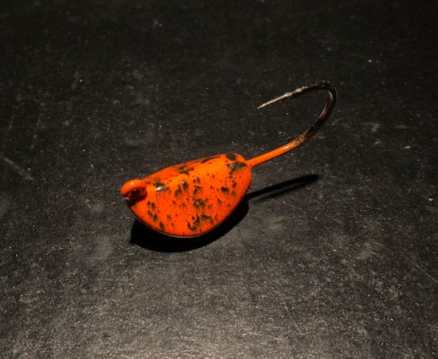 Tog Blackfish Fat Bottom Orange/Black Jig cast with Mustad 2X Black ...