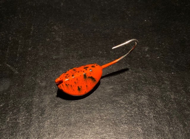 Tog Blackfish Fat Bottom Orange/Black Jig cast with Mustad Duratin ...