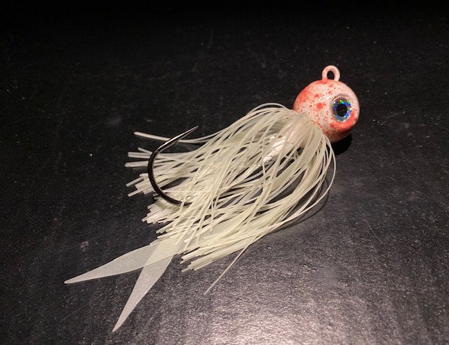 Fluke Flounder Gulp Ball Jigs Marbled Glow White & Salmon with Mustad ...