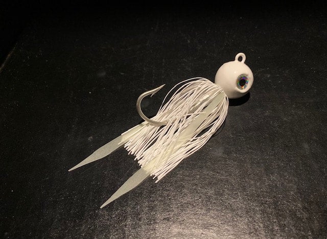 Fluke Flounder Gulp Ball Jigs In Classic White on White with Mustad ...